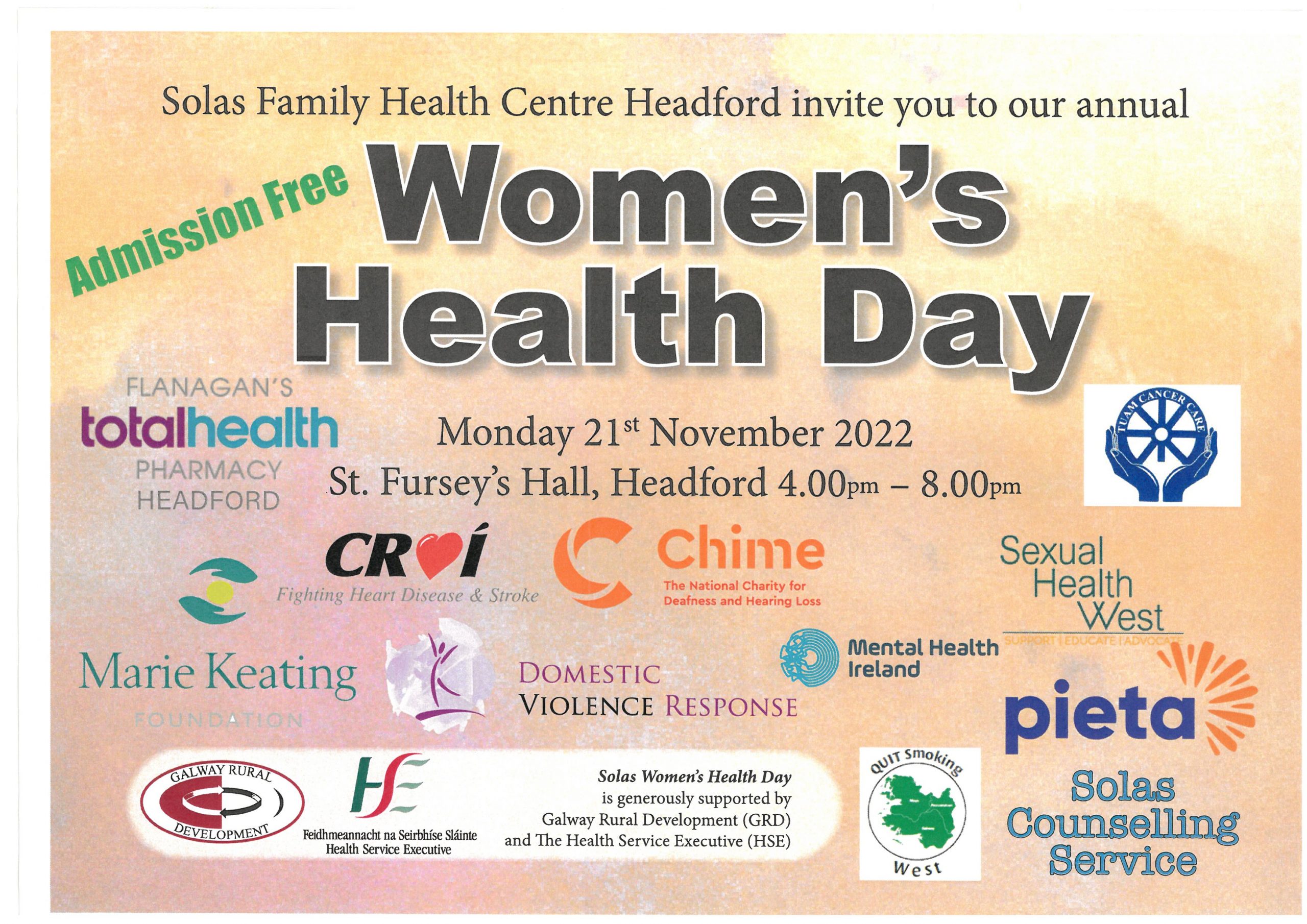 SOLAS Family Health Centre Headford: WOMEN’S HEALTH DAY 21 Nov 2022 ...